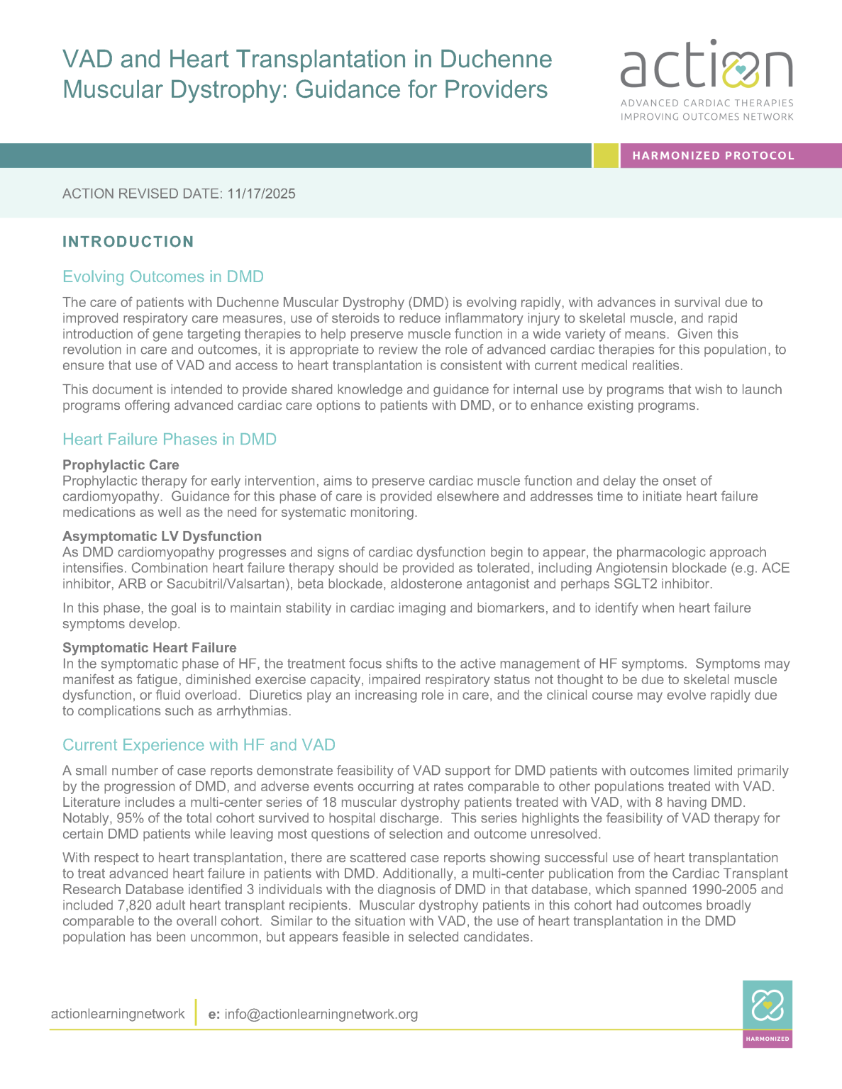 VAD and Heart Transplantation in DMD: Guidance for Providers - Advanced ...
